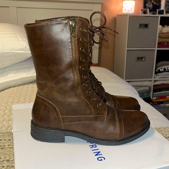 Call It Spring | Shoes | Brown Amelia Combat Boots | Poshmark